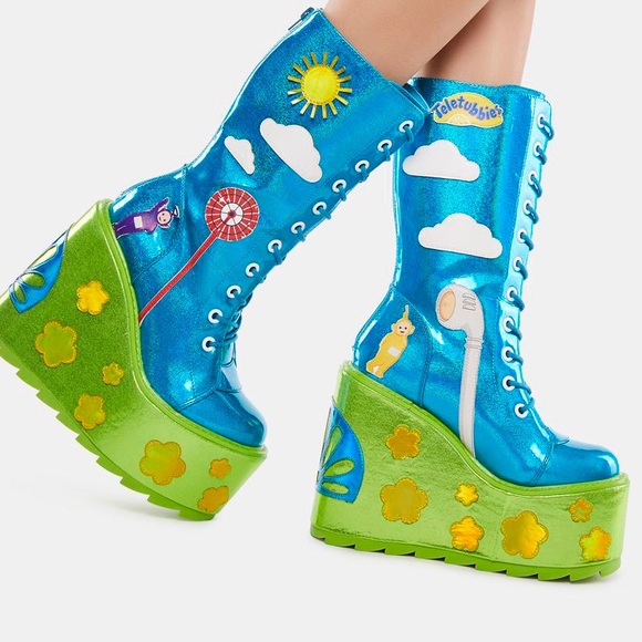 YRU | Shoes | X Teletubbies Dune Laceup Boots Never Wornyru Green And ...